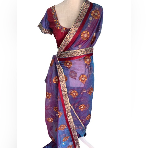 Dresses | Handmade Traditional Two Piece Embroidered Sequin Sari Top ...